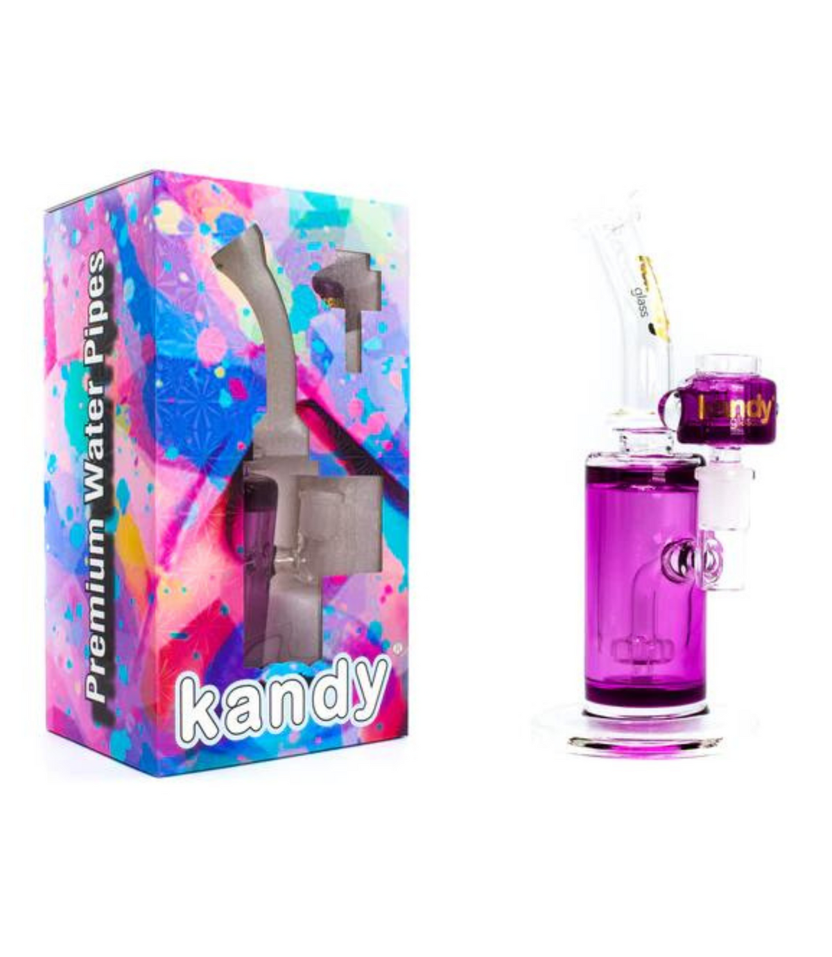 Kandy Glass Water Pipe 8.6" Bent Neck w/ Clear Slitted Perc Open Mouth ...