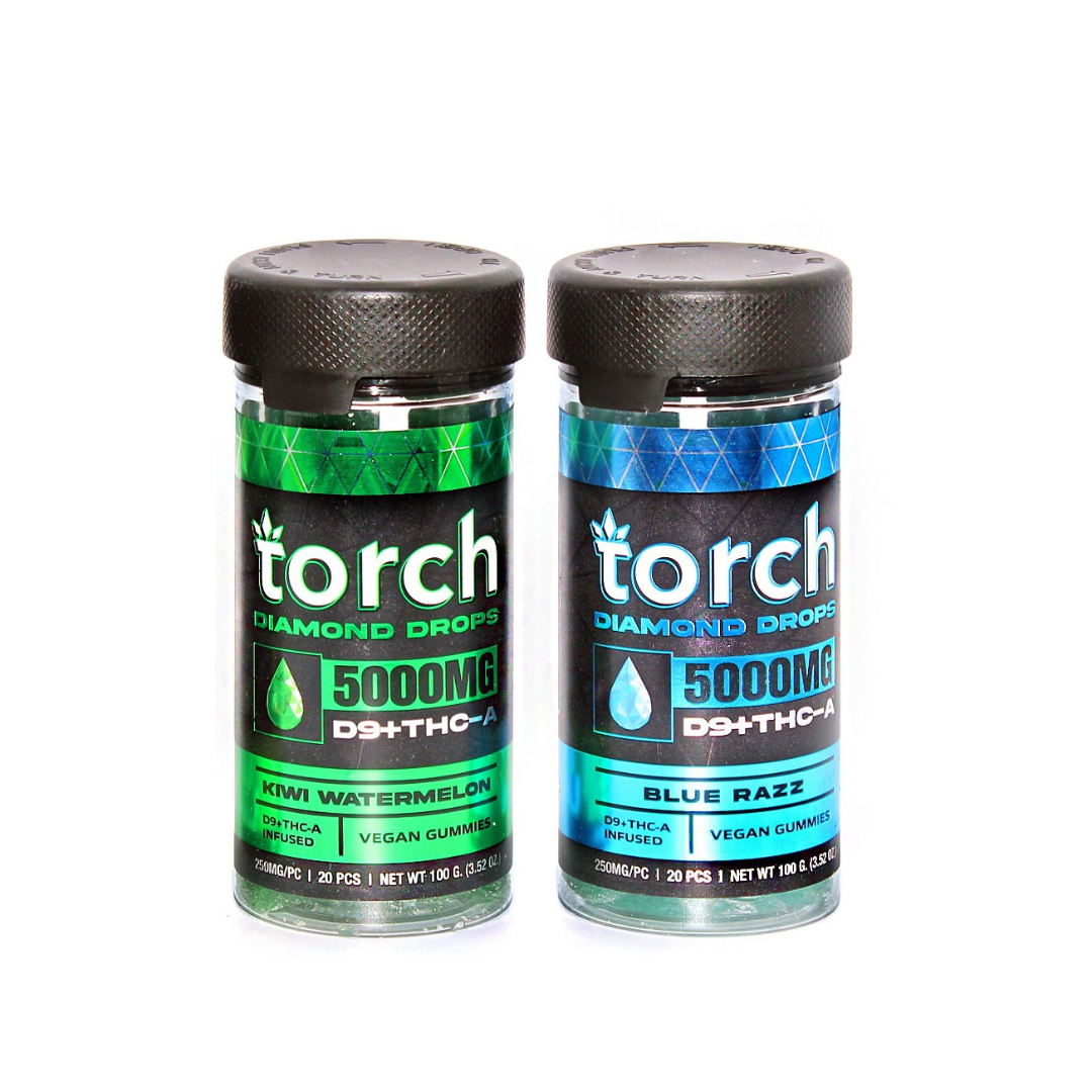 Torch Diamond Drop Blend Gummies 5000mg D9+THC-A (Vegan Gummies) 20pc/ — Toro Imports